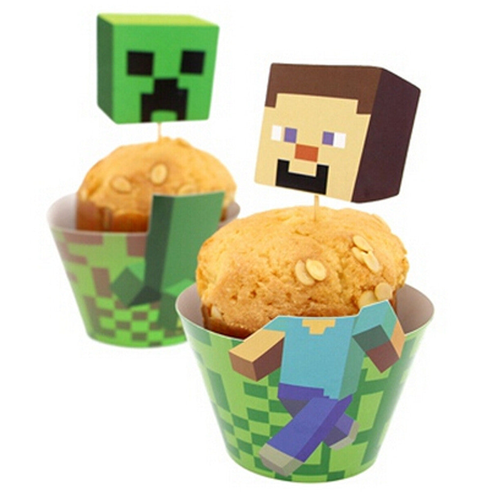 Minecraft Creeper Cupcake Toppers