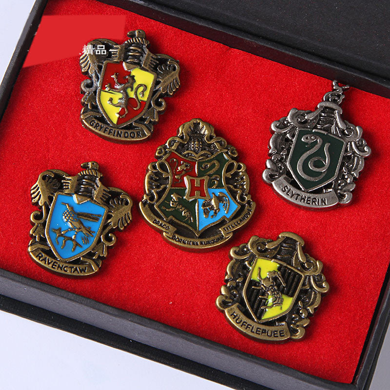 Harry Potter Hogwarts School Metal Badge Pin Set(5 pcs) Gryffindor&Rav ...